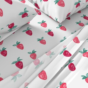 Strawberry Sheets - Watercolor Strawberries by Littlearrowdesign ...