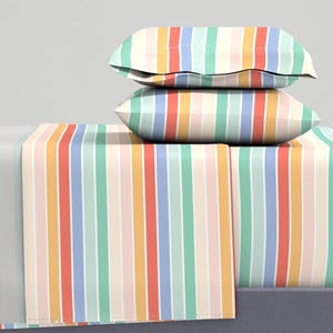 Pastel Stripe Sheets - Retro Rainbow Stripe by Indybloomdesign - Muted ...