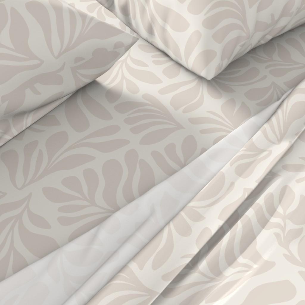 Modern Leaves Sheets - Leafy Gallery Cream by Amysuther - Monochrome ...