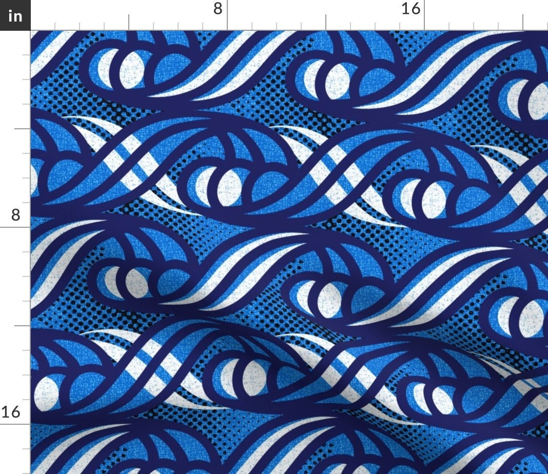 Blue Waves Curtain Panel Tribal Waves by Ottomanbrim - Etsy