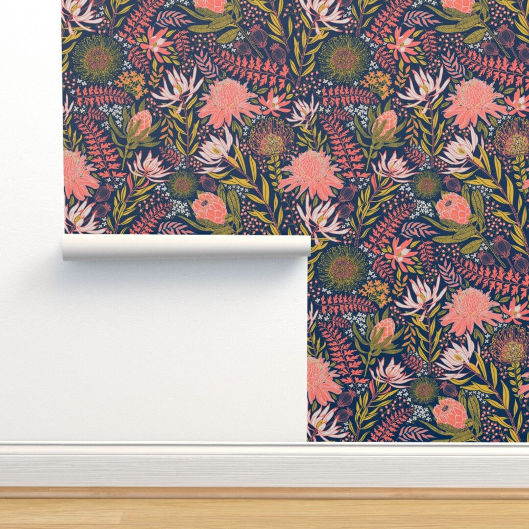 Coral Protea Non-pasted Wallpaper Hawaiian Flowers Tropical Florals ...