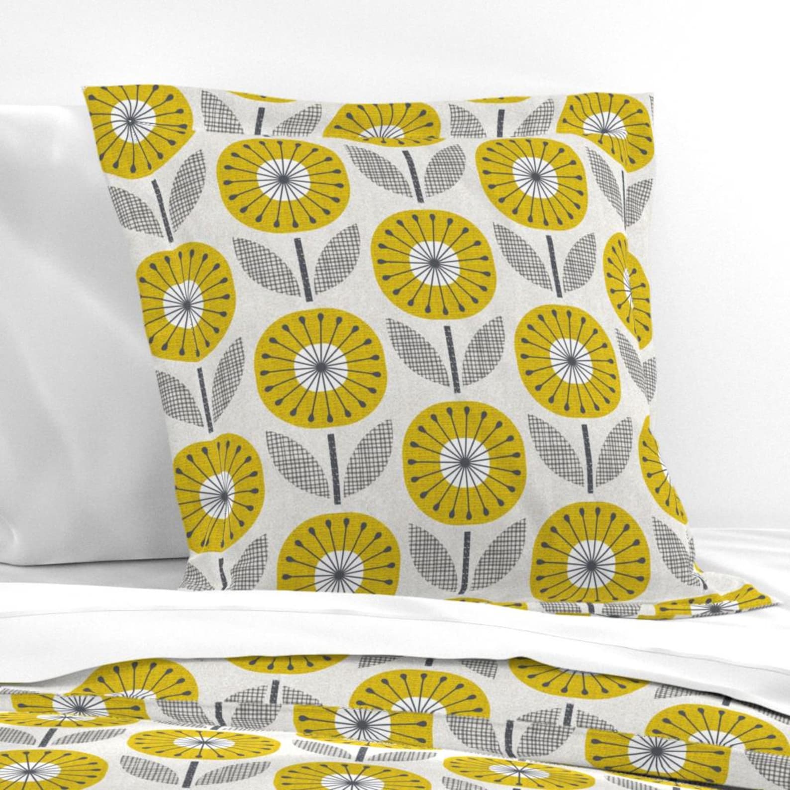 Mid Century Modern Bedding - Sunny Winter Blooms by Ottomanbrim - Retro ...