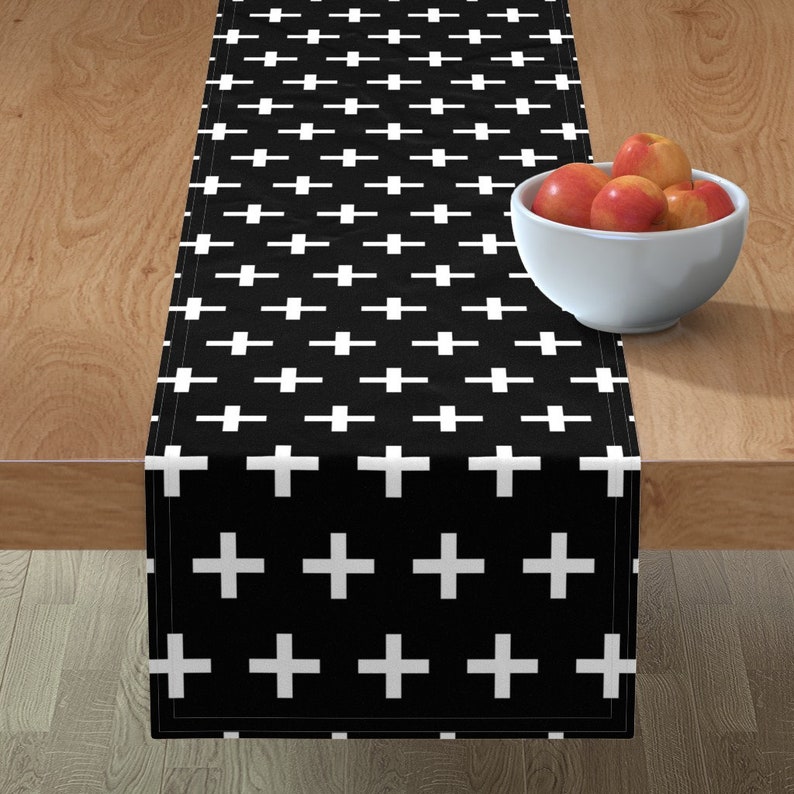 Swiss Cross Table Runner Cross Black and White by - Etsy