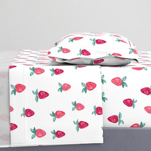 Strawberry Sheets - Watercolor Strawberries by Littlearrowdesign ...