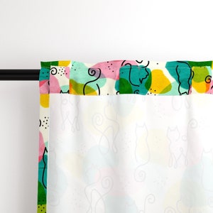 Colorful Cats Curtain Panel Continuous Line Art Cats by Sandra_hutter ...