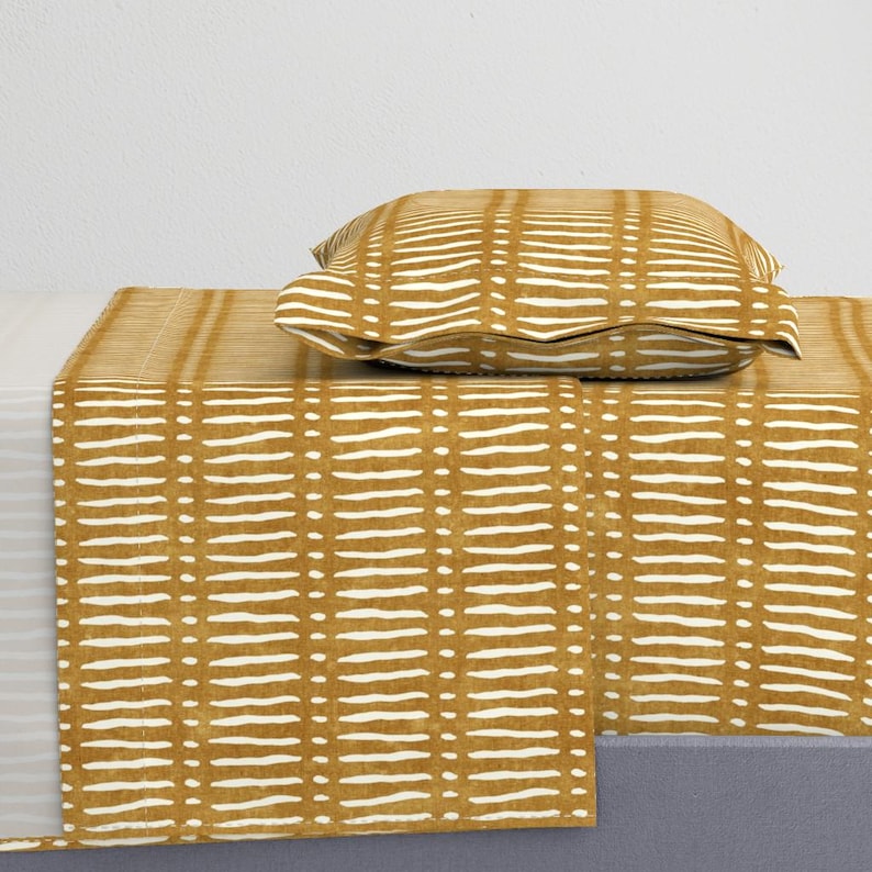 Mustard Mudcloth Sheets - Mustard Dashes by Littlearrowdecor - Bohemian ...