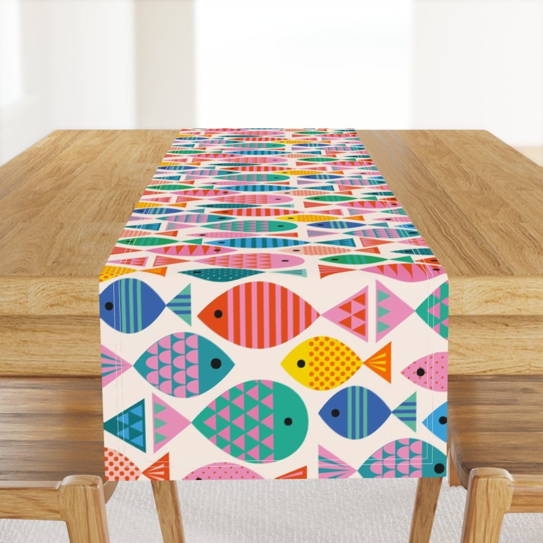 Retro Fish Table Runner Fancy Fish by Janefarnham Whimsical Water ...