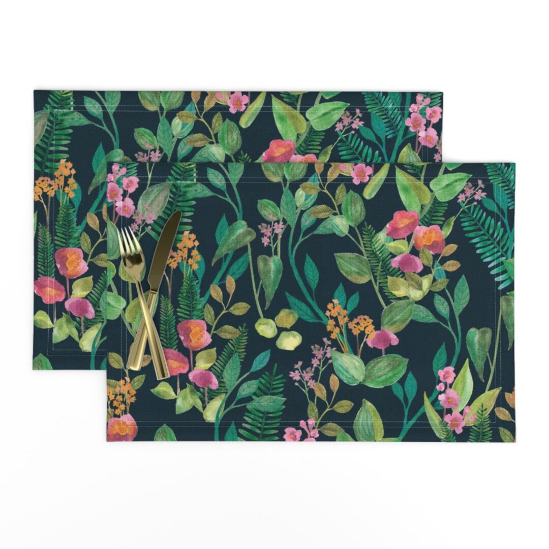 Nature Botanical Placemats set of 2 Forest Flowers by - Etsy