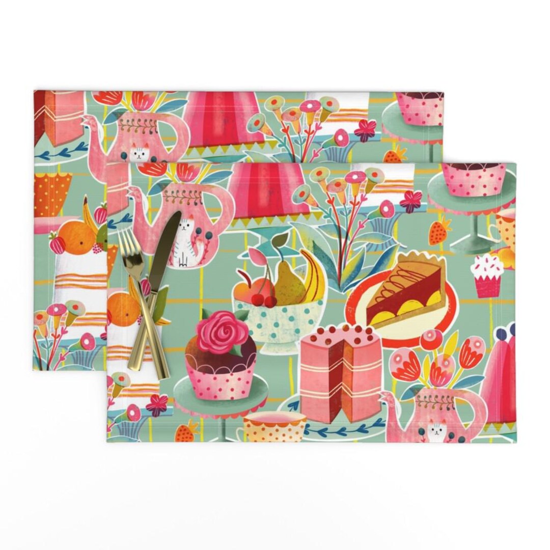 Whimsical Placemats Set of 2 - Desserts Cupcake Sugar Cake Pie Baked ...