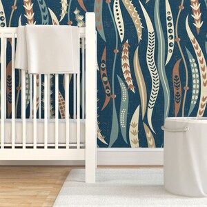 Retro Nature Commercial Grade Wallpaper Wild Grasses With - Etsy