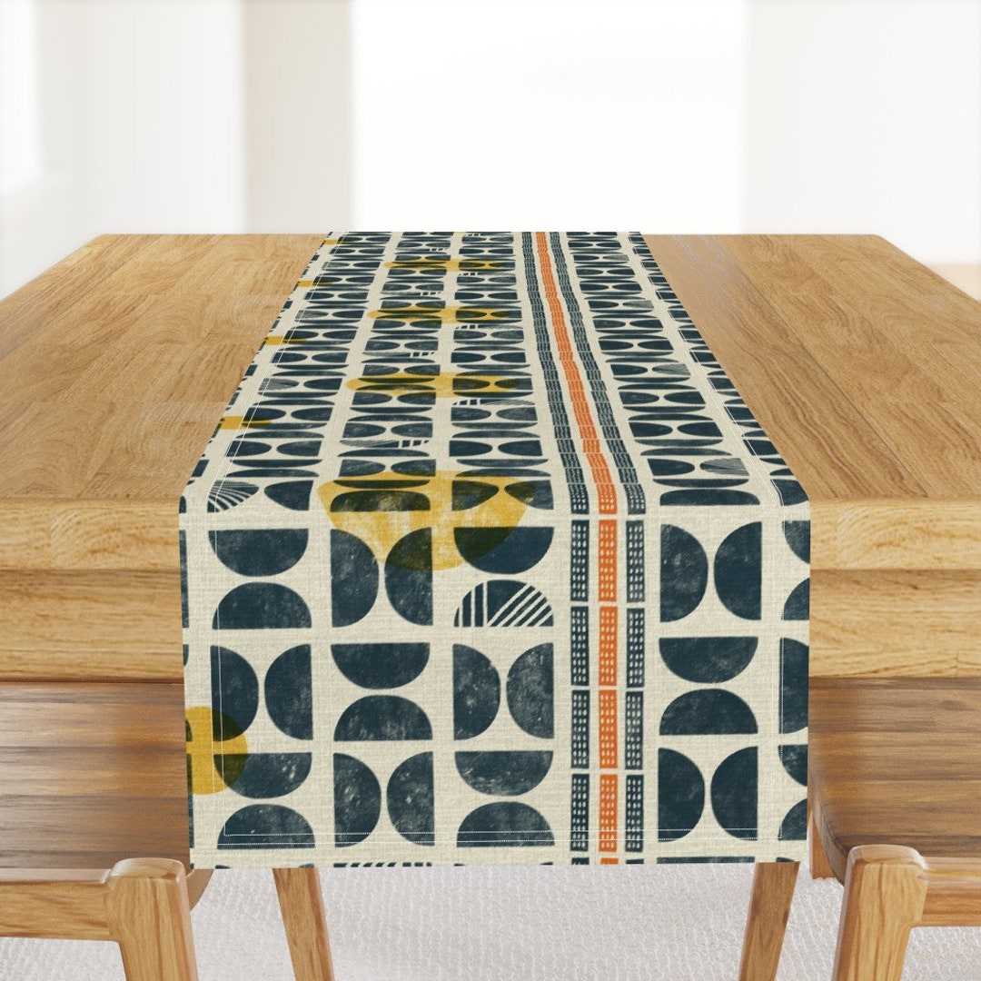 Modern Bauhaus Table Runner - Block Print by Elebo_designs - Abstract ...
