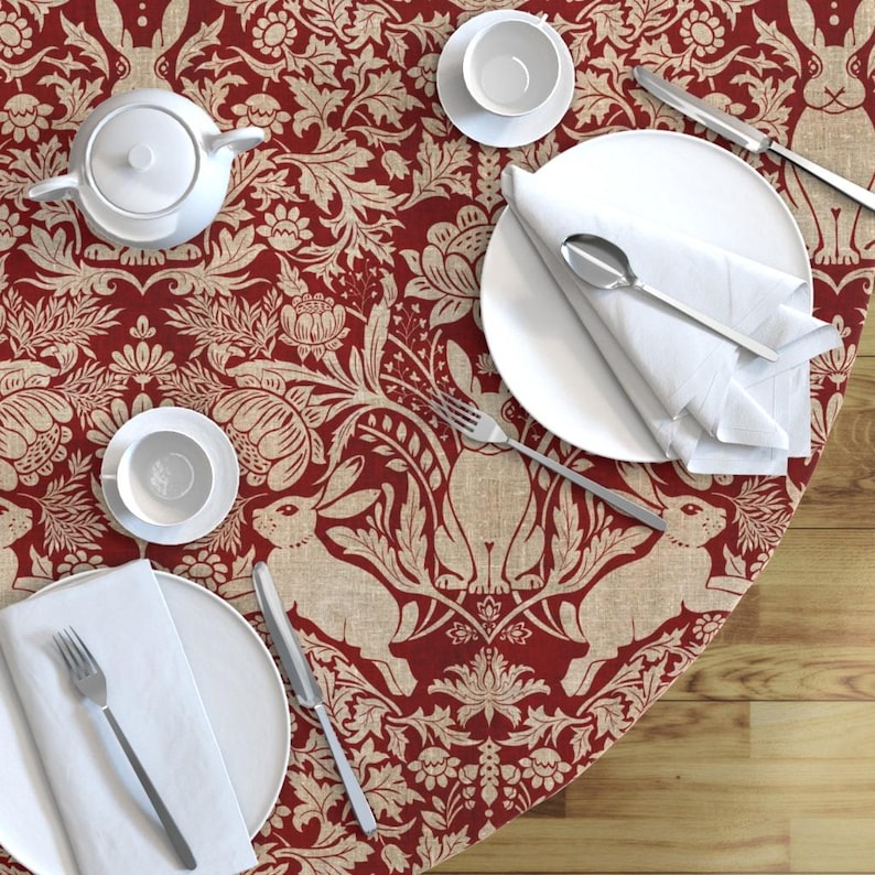 Victorian Damask Tablecloth - Rabbit Damask by Rumanajdesigns ...