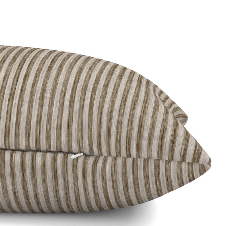 Farmhouse Stripe Lumbar Pillow - Country Chic Rustic Stripes Brown ...