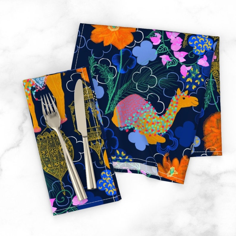 Colorful Morocco Dinner Napkins set of 2 Marrakesh navy - Etsy