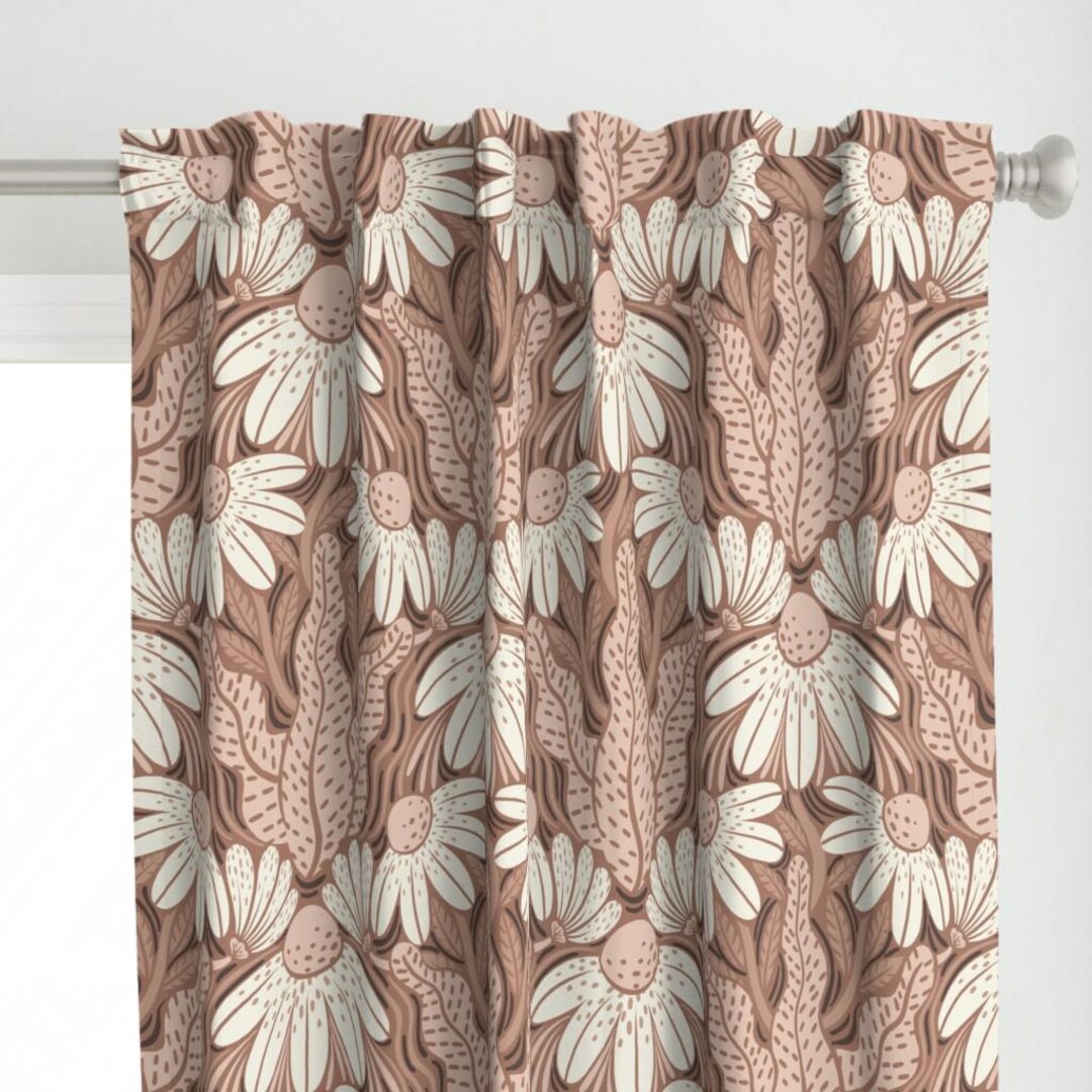 Whimsical Floral Curtain Panel - Daisy Elegance Large by Graf_katz ...