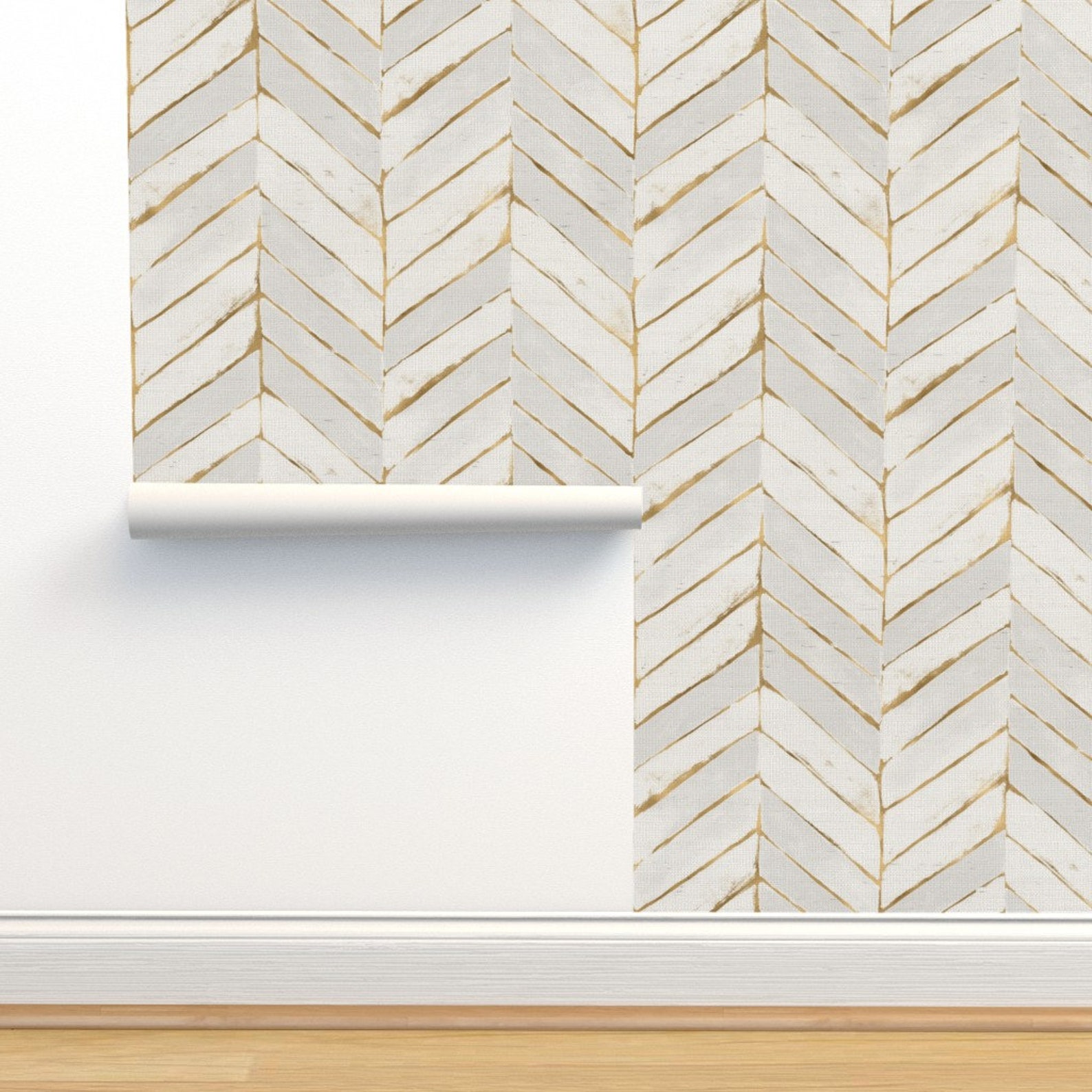 Boho Chevron Stripe Grasscloth Wallpaper Chevron Painted - Etsy