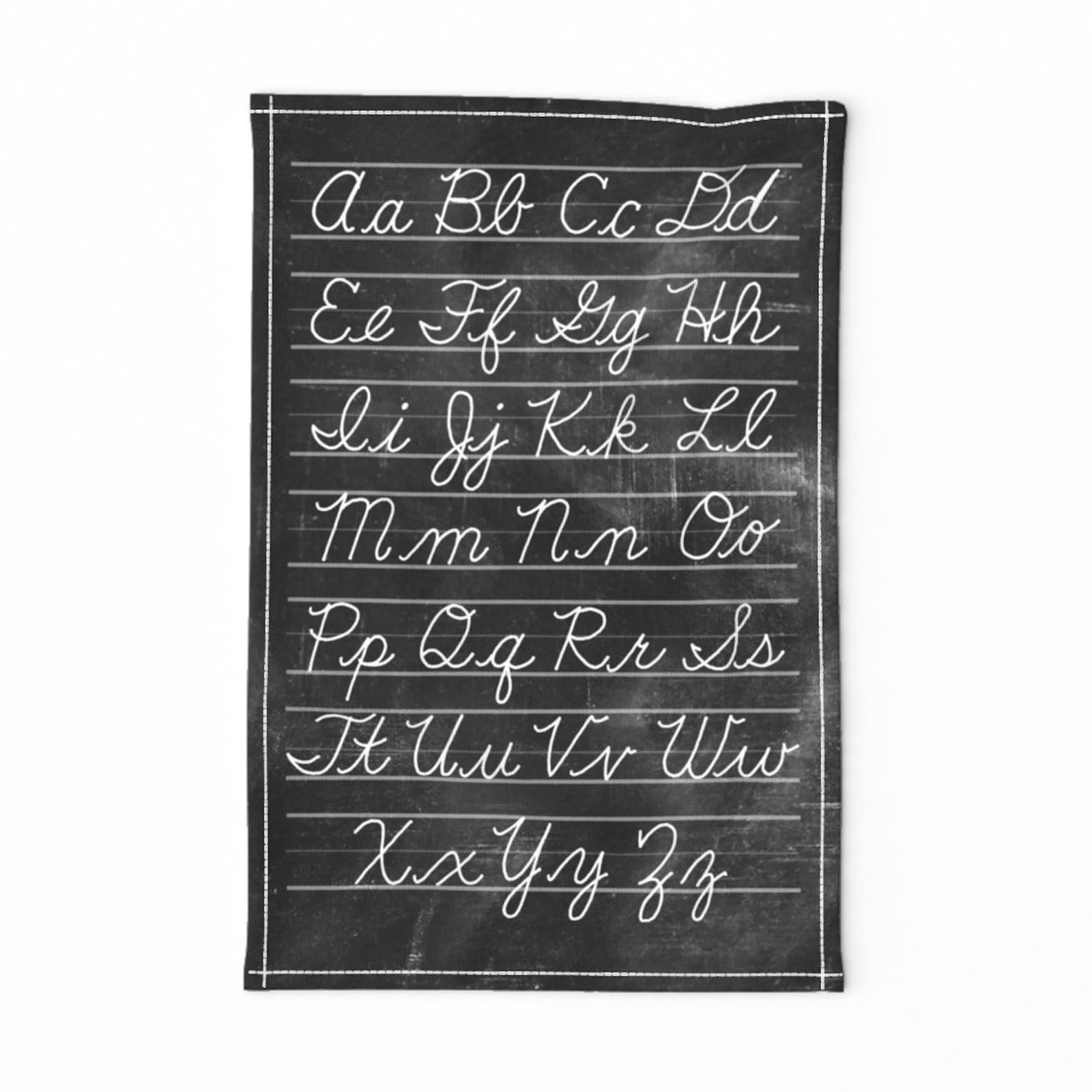 Chalkboard Tea Towel Cursive Handwriting Alphabet by - Etsy