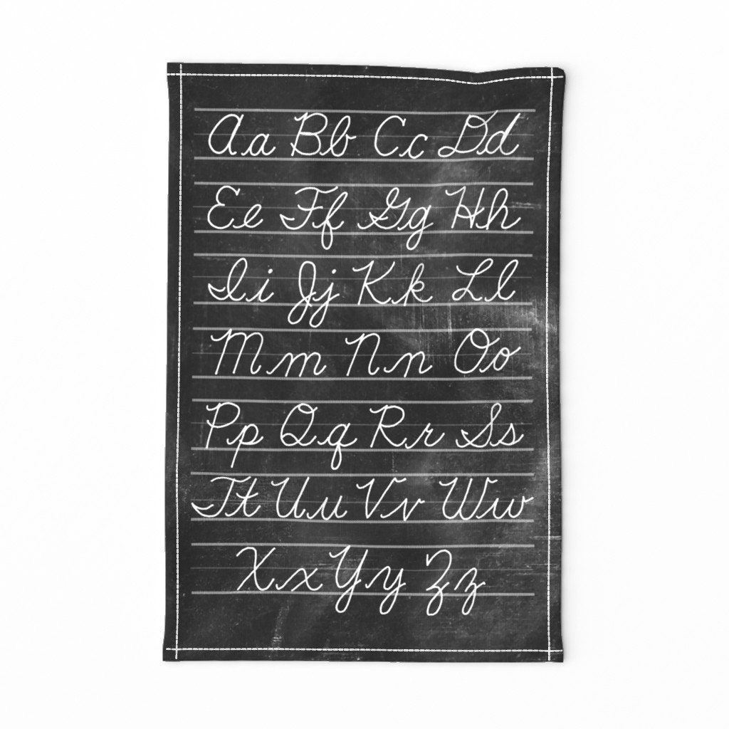 Chalkboard Tea Towel - Cursive Handwriting Alphabet by ...