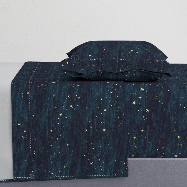 Nighttime Stars Sheets - Night Sky Stars Midnight Blue by At_the ...