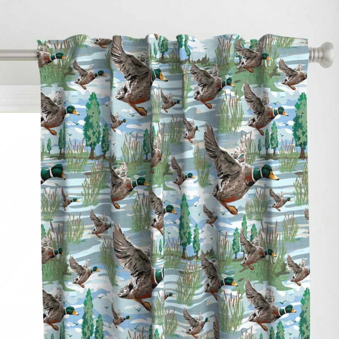Mallard Ducks Curtain Panel - Flying Mallards Waterfowl Flying Birds ...