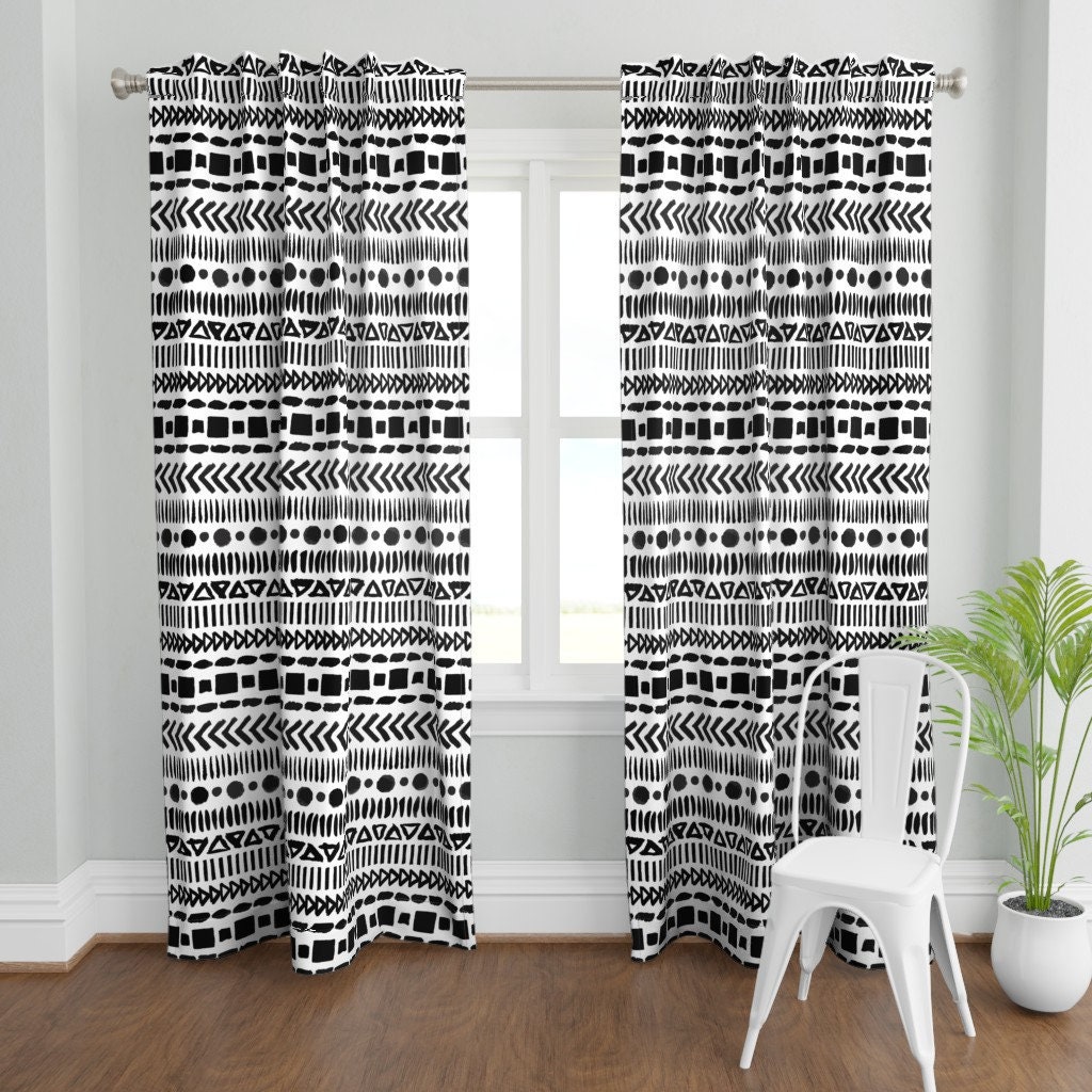 Geometric Stripes Curtain Panel Geometric Stripes by - Etsy