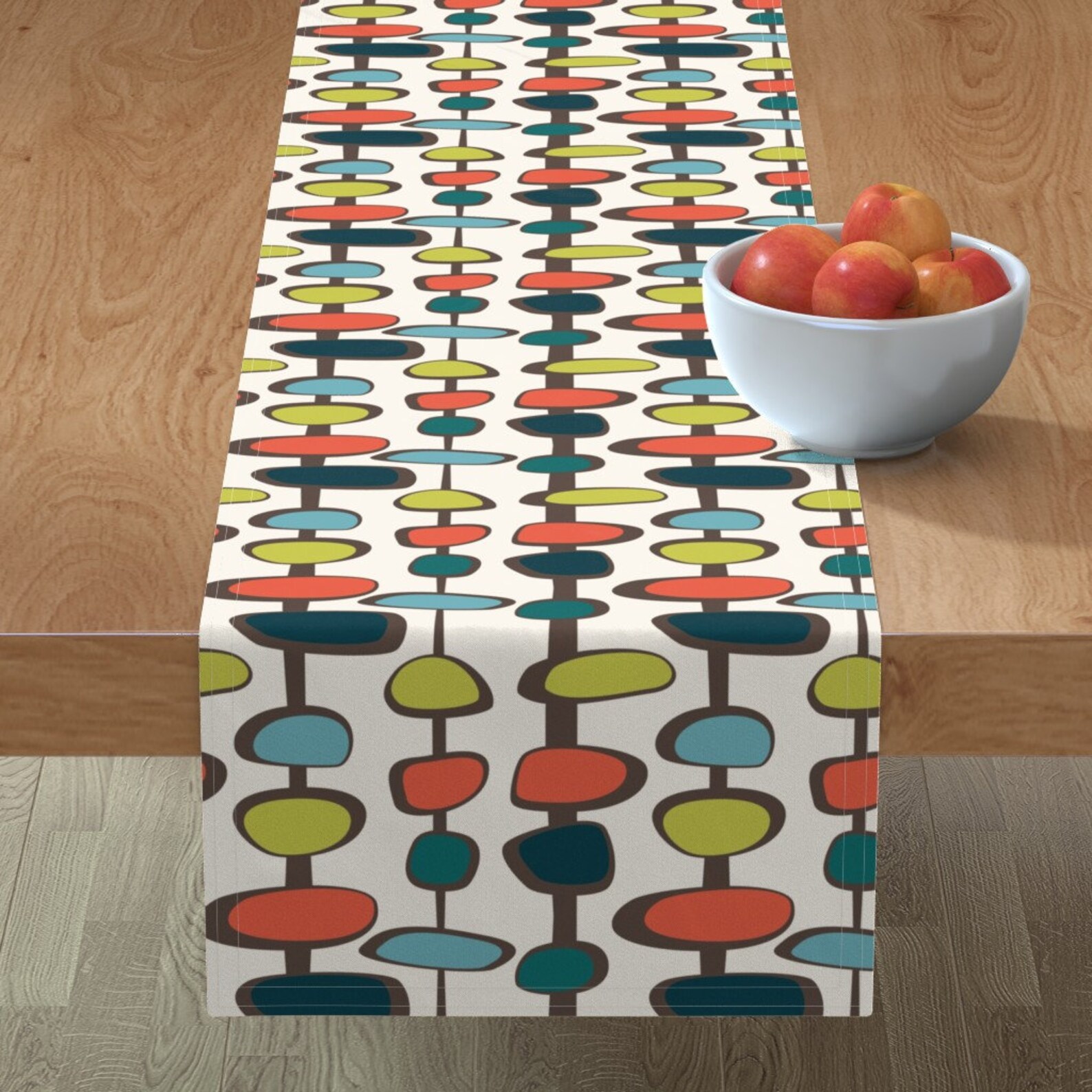 Mid Century Modern Table Runner Baubles in Coral by - Etsy