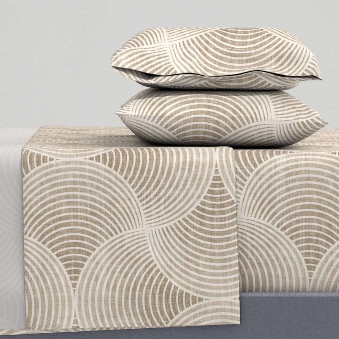 Modern Geometric Sheets - Geometric Grace Taupe by Kimsa - Earth Tone ...