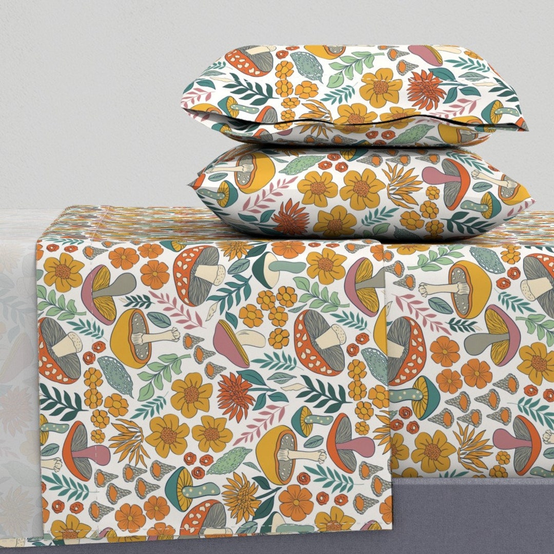 Woodland Mushrooms Sheets Mushroom Magic by Noraostudio Whimsical Fall ...