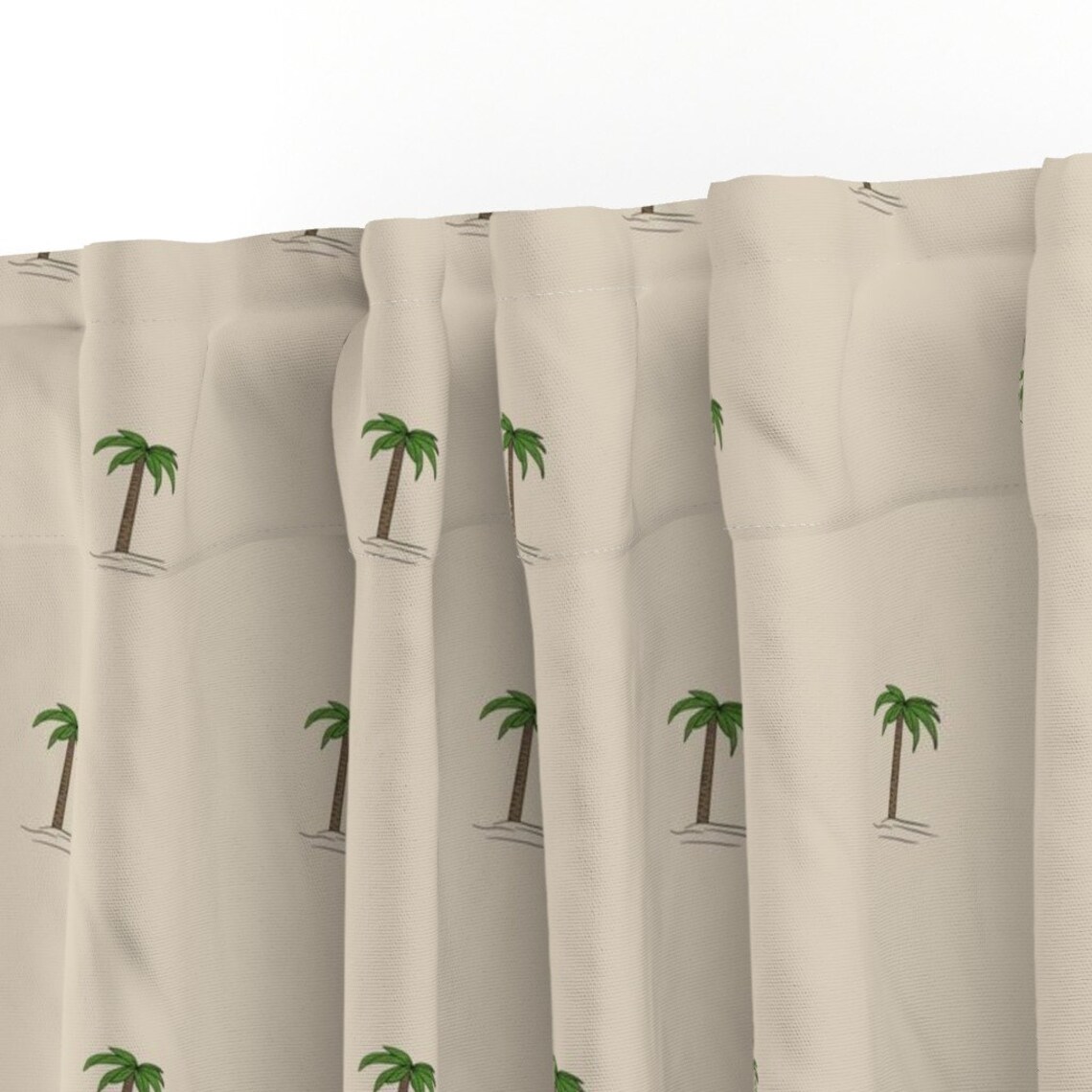 Palm Tree Curtain Panel - Tan Beach Tropical Small Sandy Preppy Coastal ...