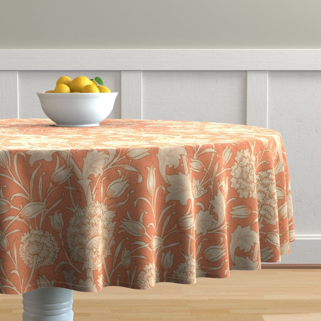 Vintage Style Round Tablecloth Morris Wild Tulip Orange by - Etsy