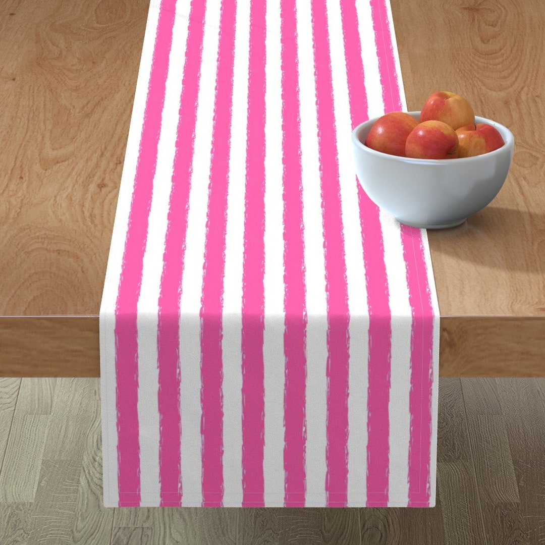 Bright Pink Stripe Table Runner Hot Pink Stripes by - Etsy