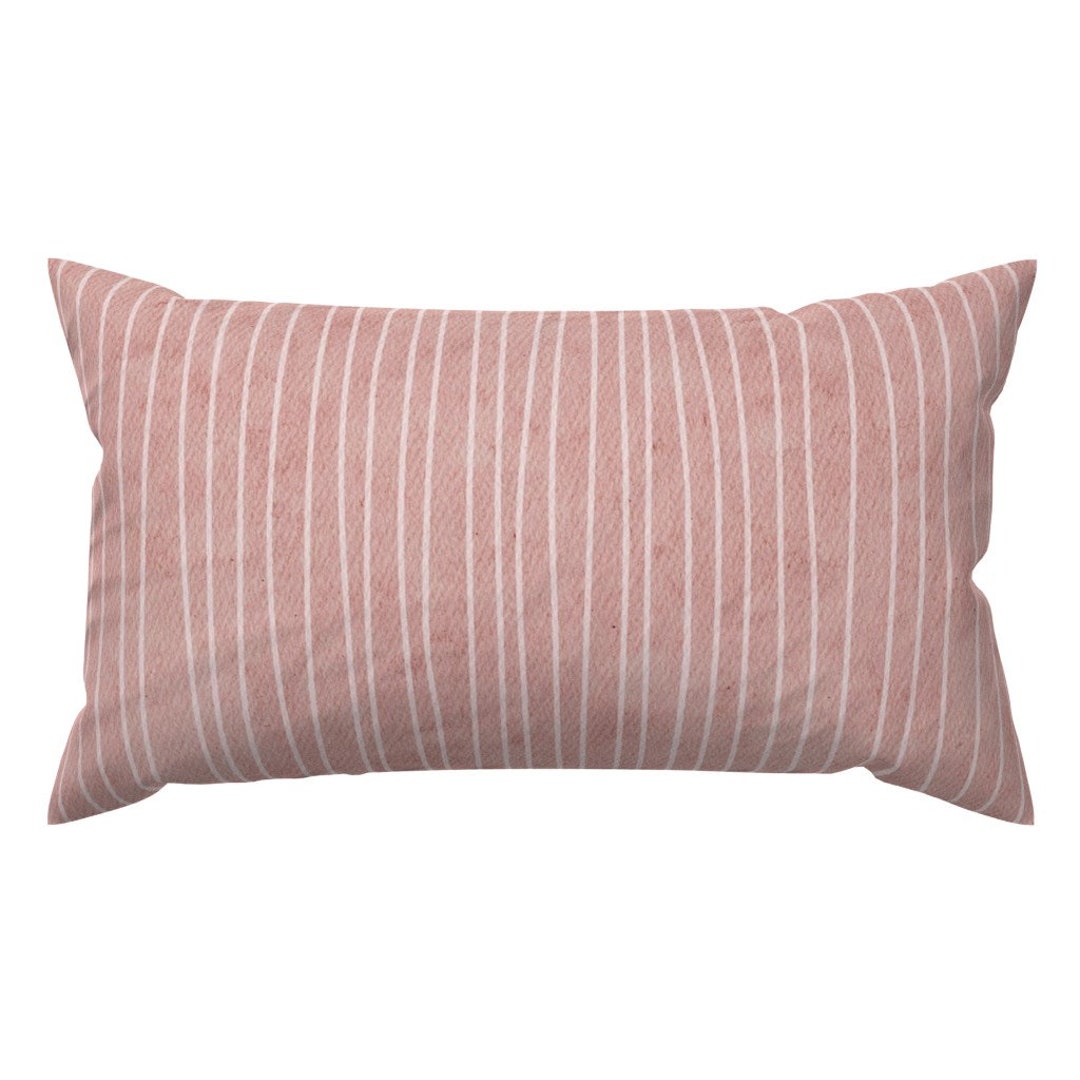 Minimal Blush Lumbar Pillow - Farmhouse Simple Lines Vertical Stripe ...
