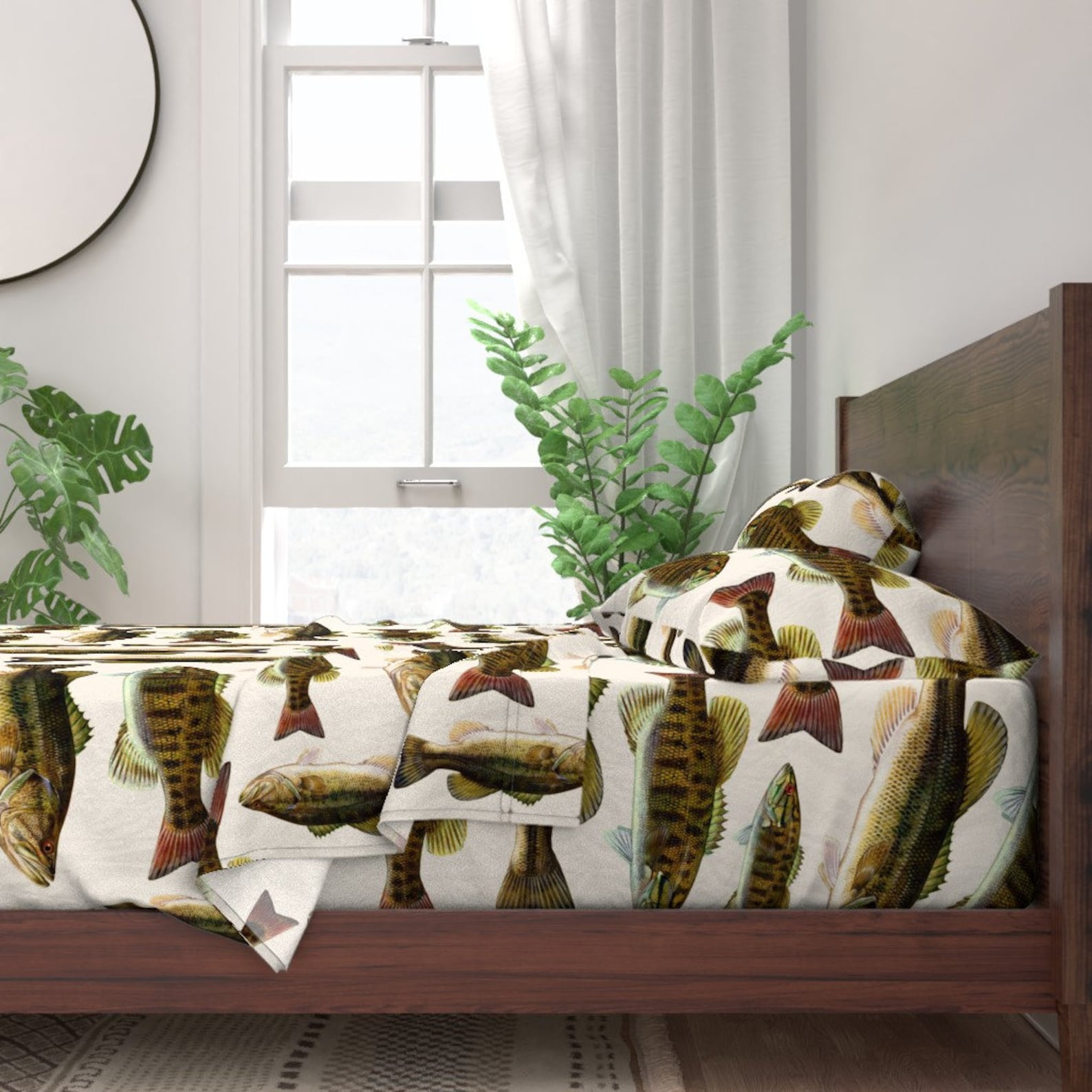 Fishing Sheets Bass Fish by Weavingmajor Freshwater Fish Painted Rustic ...