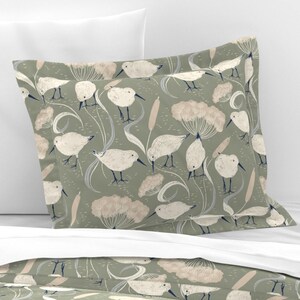 Sandpiper Bedding - Coastal Green by Hupu - Lakeside Coastal Birds Cow ...