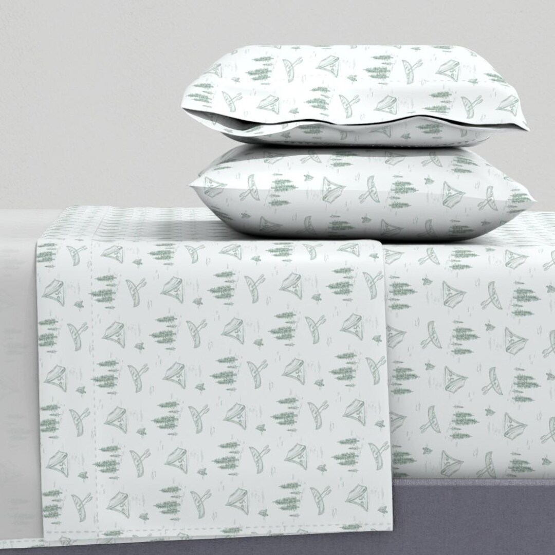 Toile Sheets - Lake Life Green by Rose_lindo - Camping Tent Canoe ...