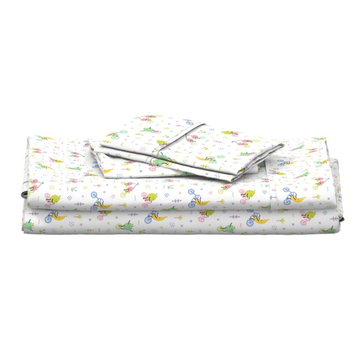 Whimsical Fruit Sheets - Fruits on Bikes by Kondratya - Bicycles Fun ...