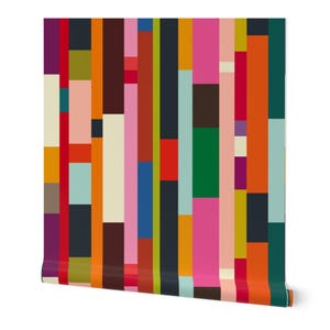 Retro Color Blocking Non-pasted Wallpaper Colorful Mod Midcentury ...