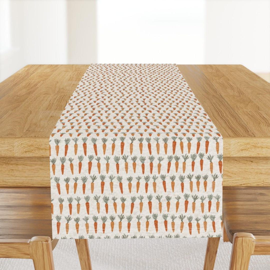 Spring Carrots Table Runner - Green Orange Kitchen Easter Vegetables ...