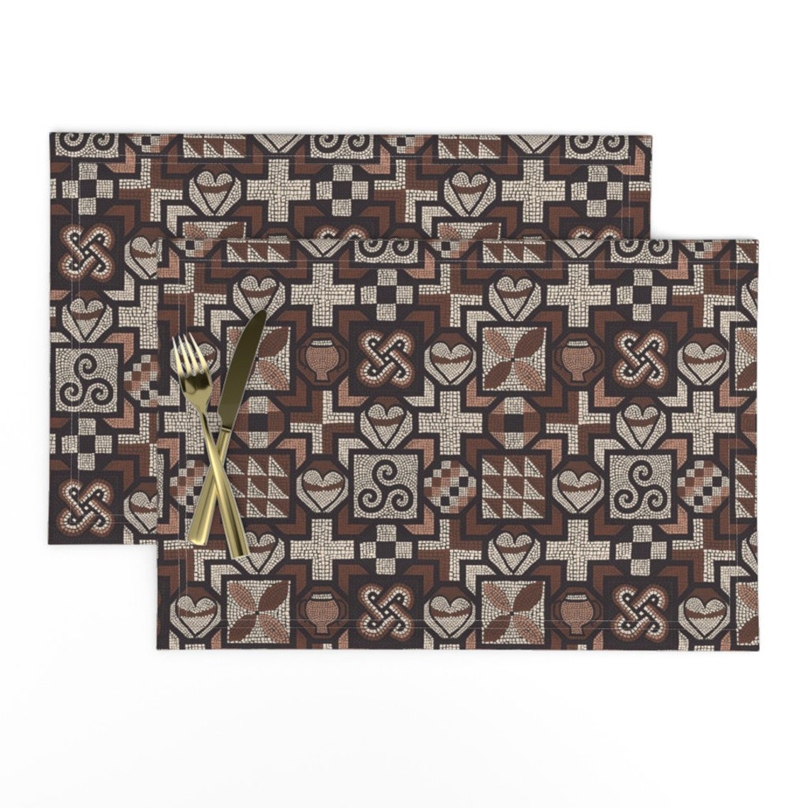 Mosaic Tiles Placemats set of 2 Roman Mosaic by - Etsy