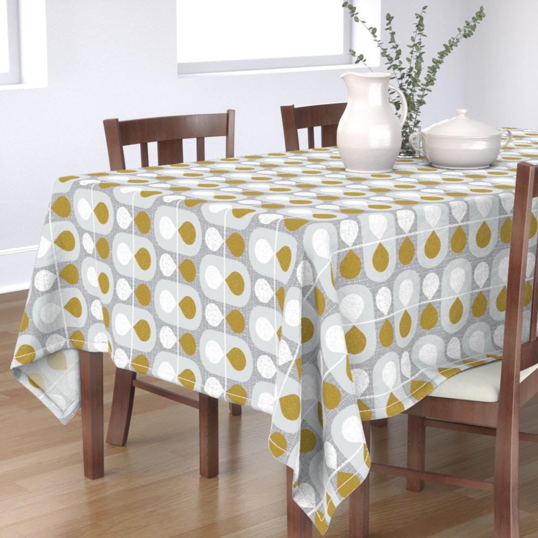 Mid Century Modern Tablecloth Mod Scandinavian Leaves by - Etsy