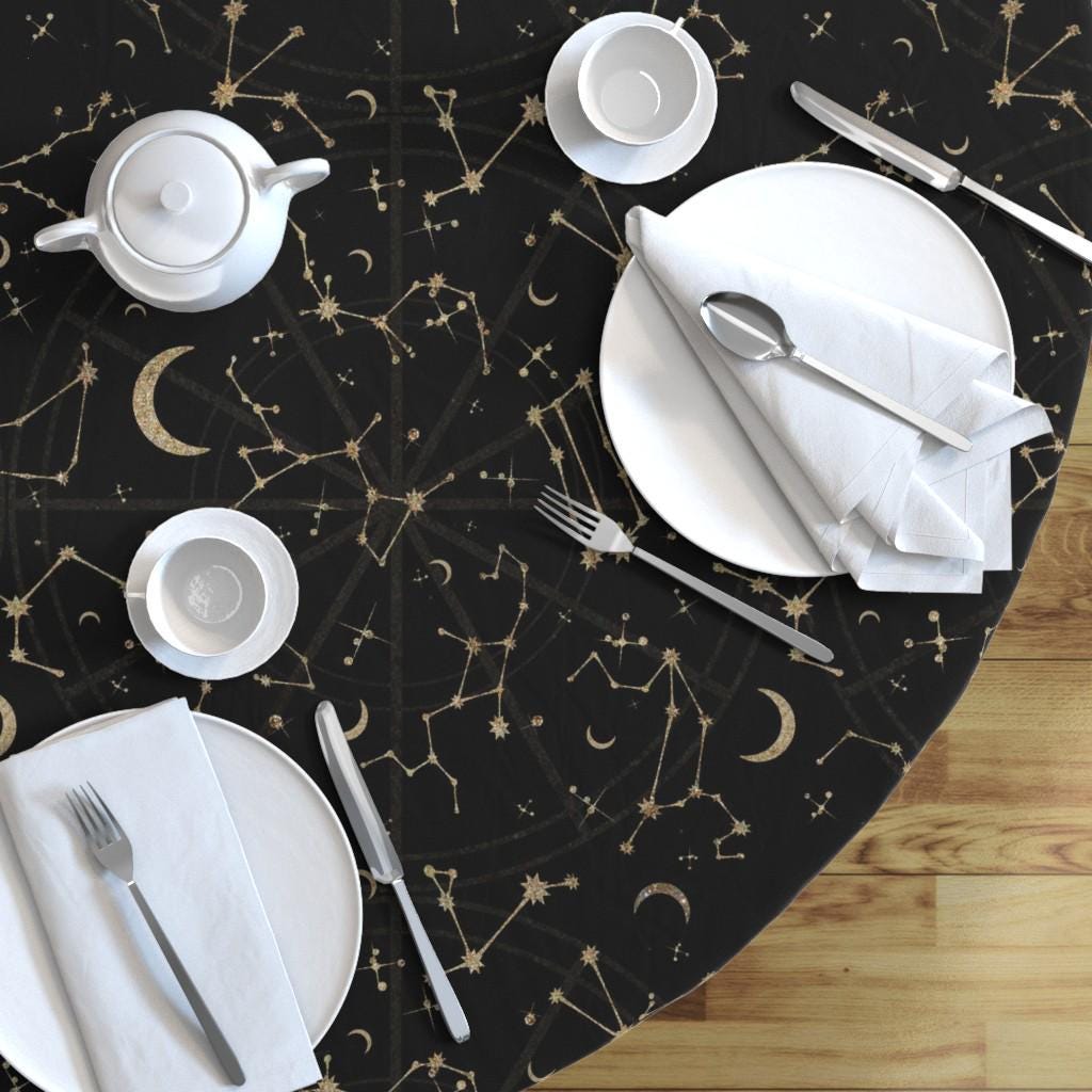 Stars Tablecloth - Gold Zodiac Constellations by Yesterdaycollection ...