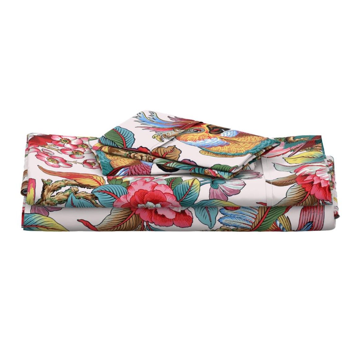Bird Sheets - Edwardian Parrot by Peacoquettedesigns - Pink Dusty ...