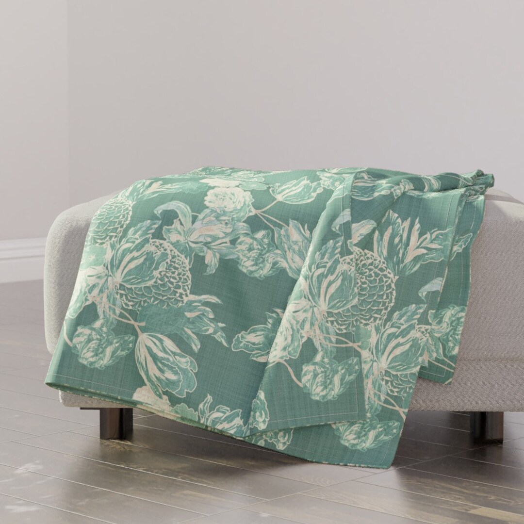 Blaue Chintz Decke Mid Century Mod Floral von peacoquettedesigns Blumen ...