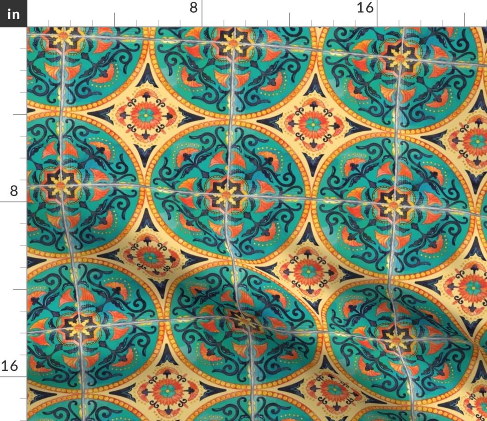 Bright Spanish Tiles Dinner Napkins Set of 2 - Teal and Gold Spanish ...