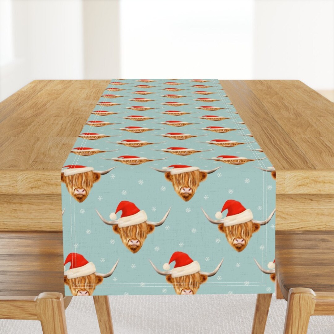 Christmas Cattle Table Runner Highland Cow by Red_raspberry_design ...