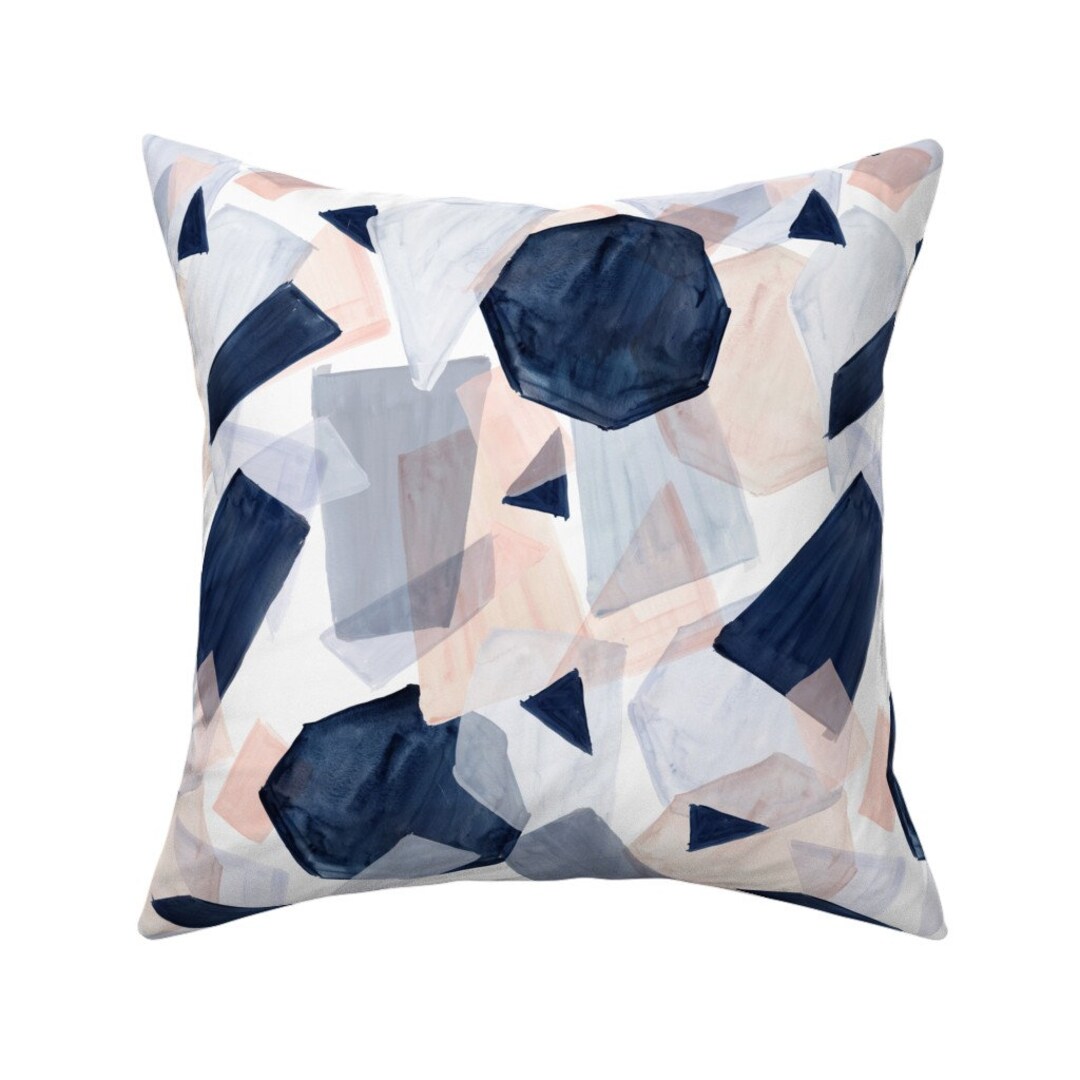 Geometric Throw Pillow Geo Shapes Navy Blush by - Etsy