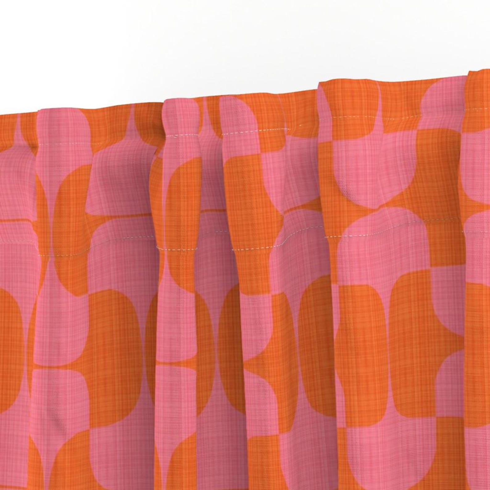 Orange Coral Curtain Panel - Bold Minimal Tessellate Mod Tangerine Red ...