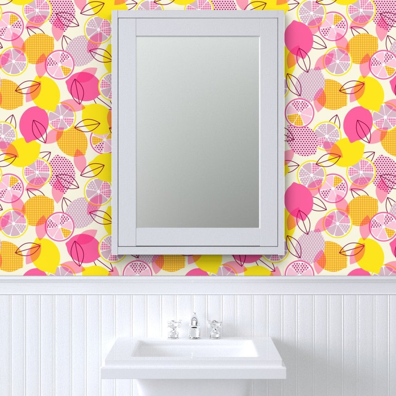 Mod Citrus Commercial Grade Wallpaper Pop Art Lemons by - Etsy