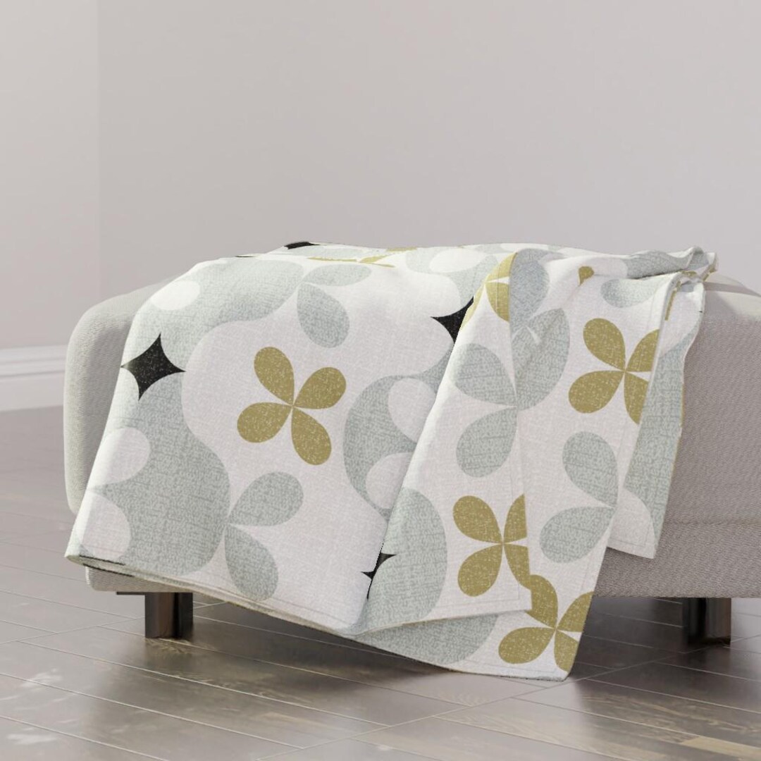 Scandi Throw Blanket - Mid Century Modern Diamond Curves Petal ...