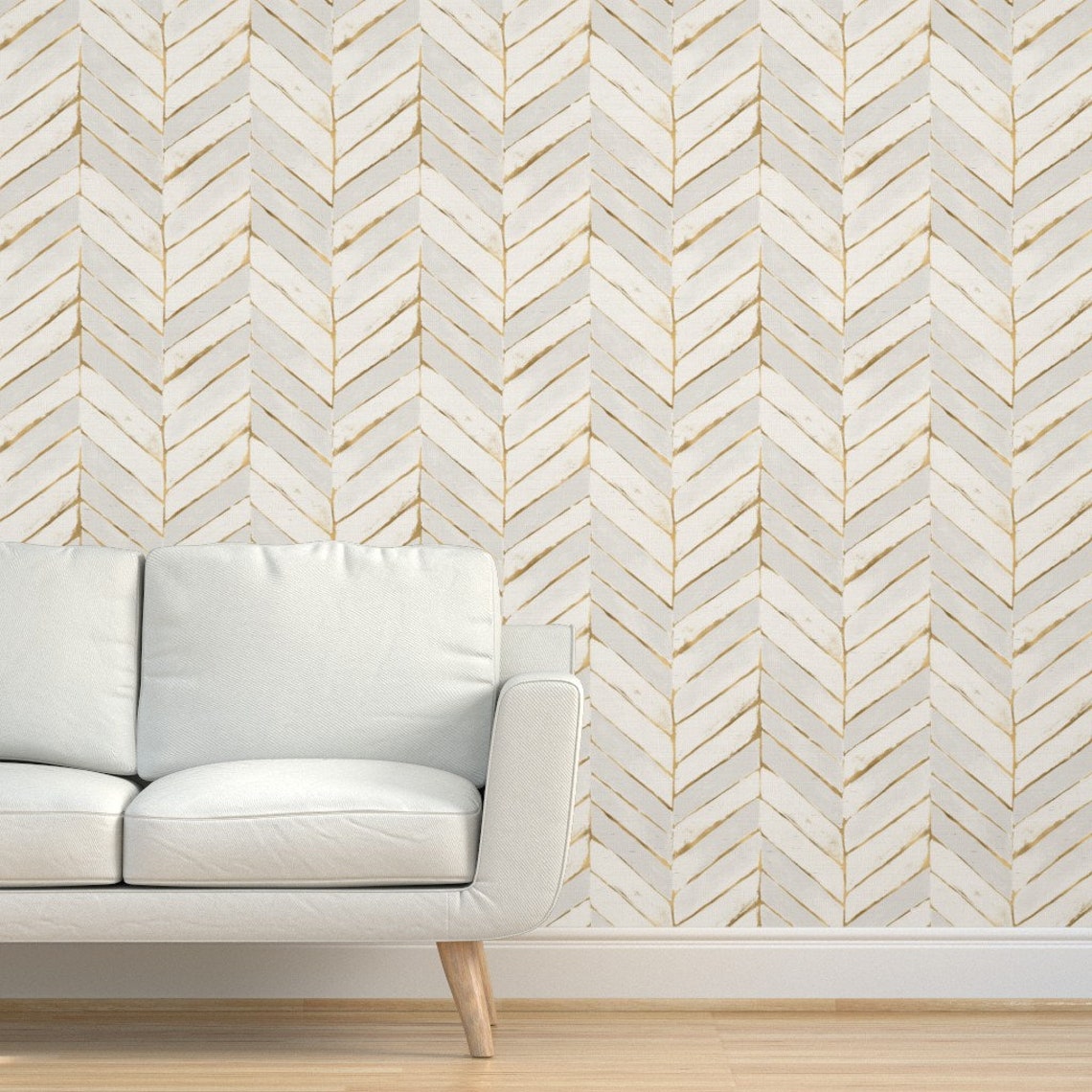 Boho Chevron Stripe Grasscloth Wallpaper Chevron Painted - Etsy